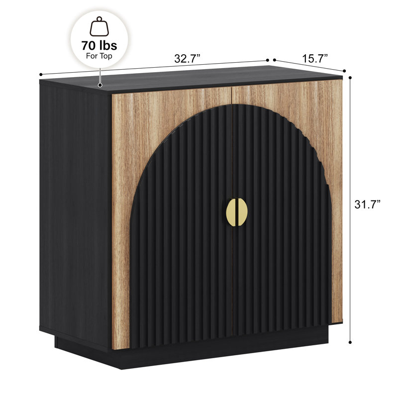 Ebern Designs Symmetrical Arched Doors Sideboard Buffet Cabinet with Storage, | Wayfair